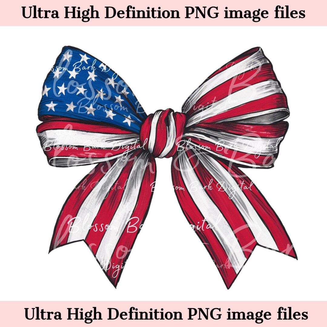 Doodle Americana Bow PNG - Instant Download for Simple American 4th of ...