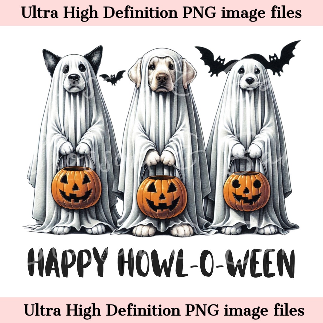 Digital - Howloween Dog PNG Happy Halloween PNG - Ghost Dogs PNG for ...