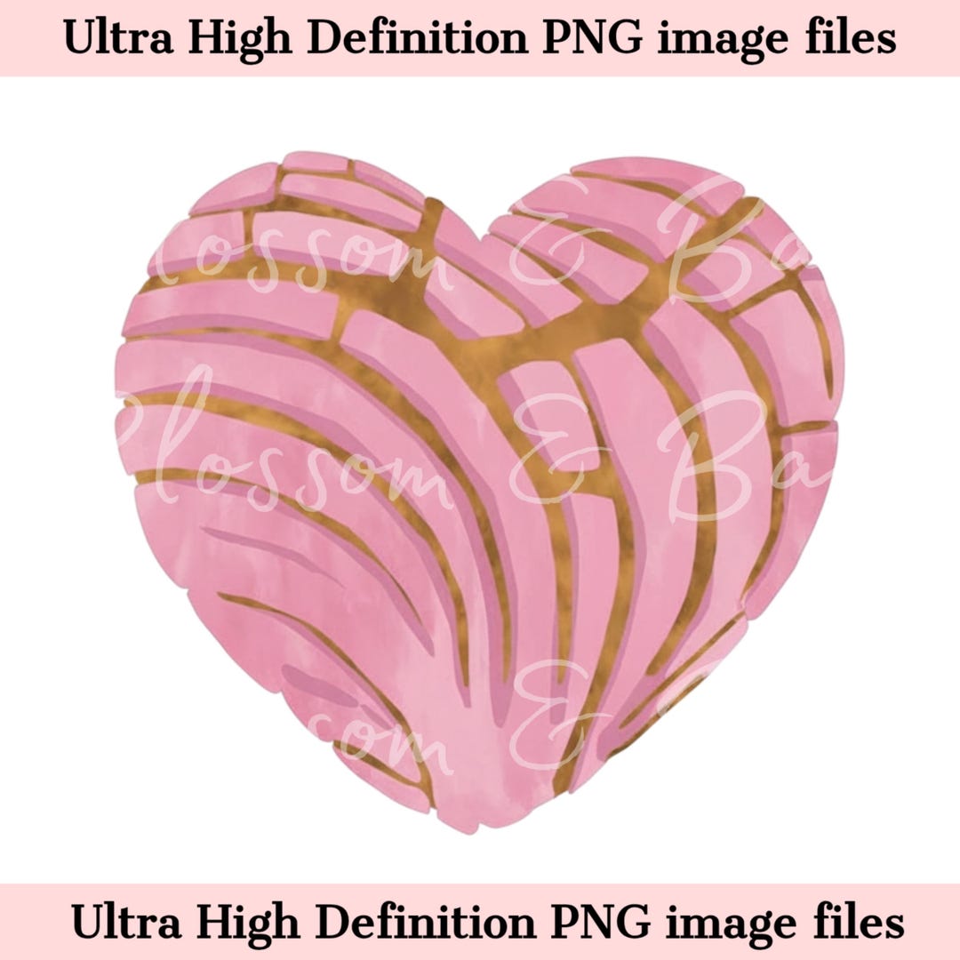 Digital Pink Concha PNG Heart Food PNG - Kitchen and Cooking Clip Art ...