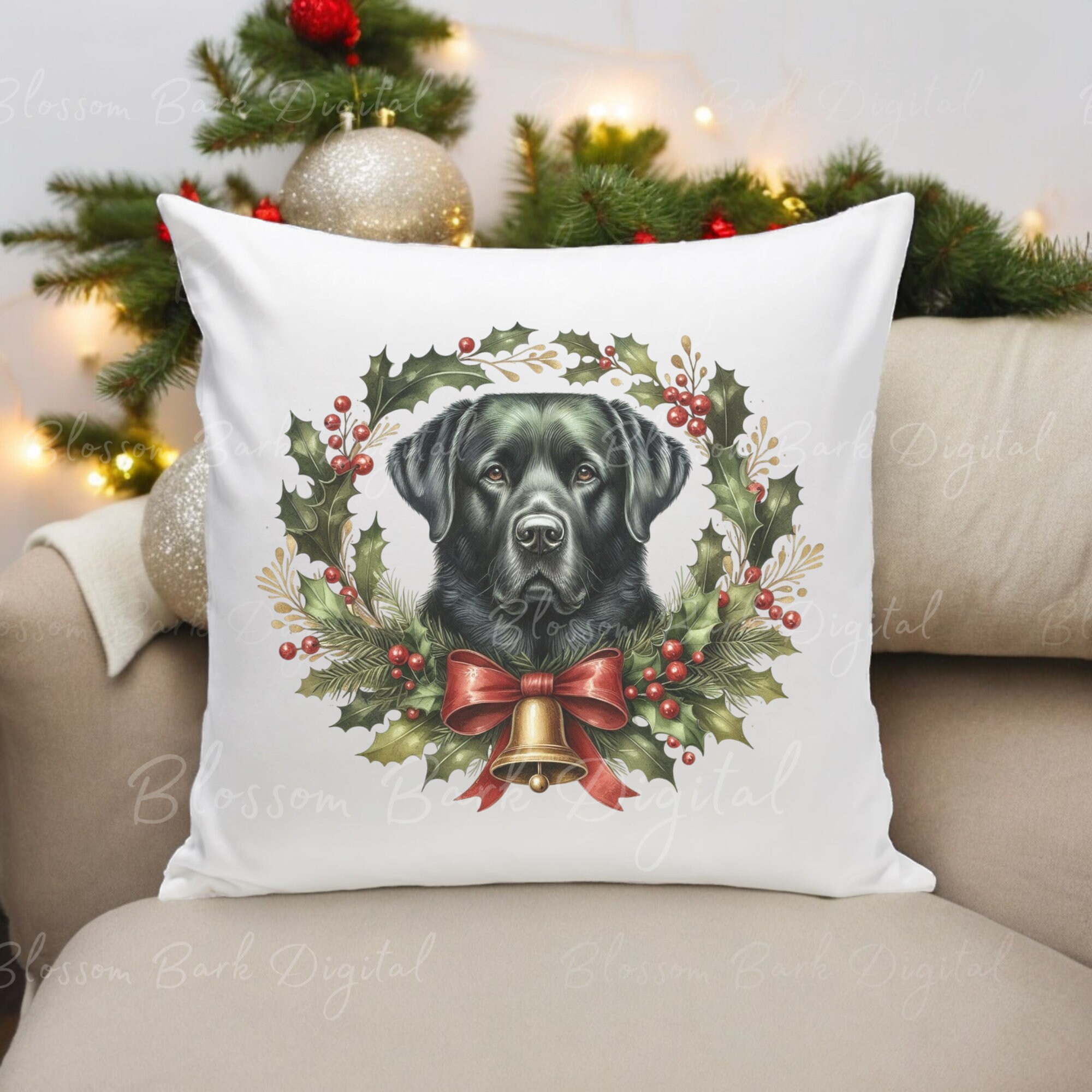 Digital Christmas Black Labrador PNG Holiday Dog Art - Hunting Dog Mom ...