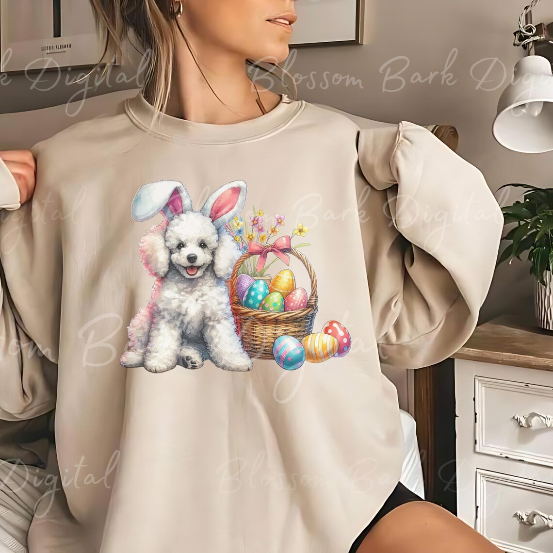 Digital Easter Poodle PNG Printable Dog Portrait PNG - Standard Poodle ...