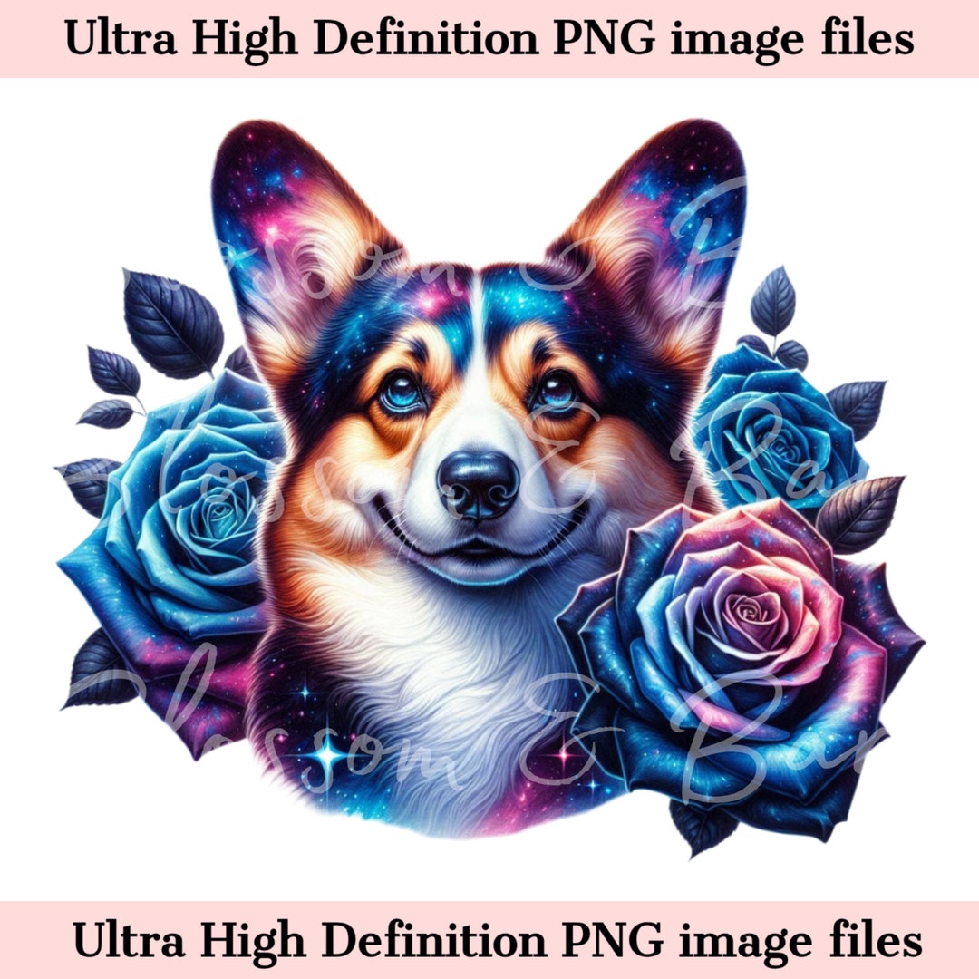 Digital Pembroke Welsh Corgi PNG Galaxy PNG - Cute Corgi Dog PNG ...