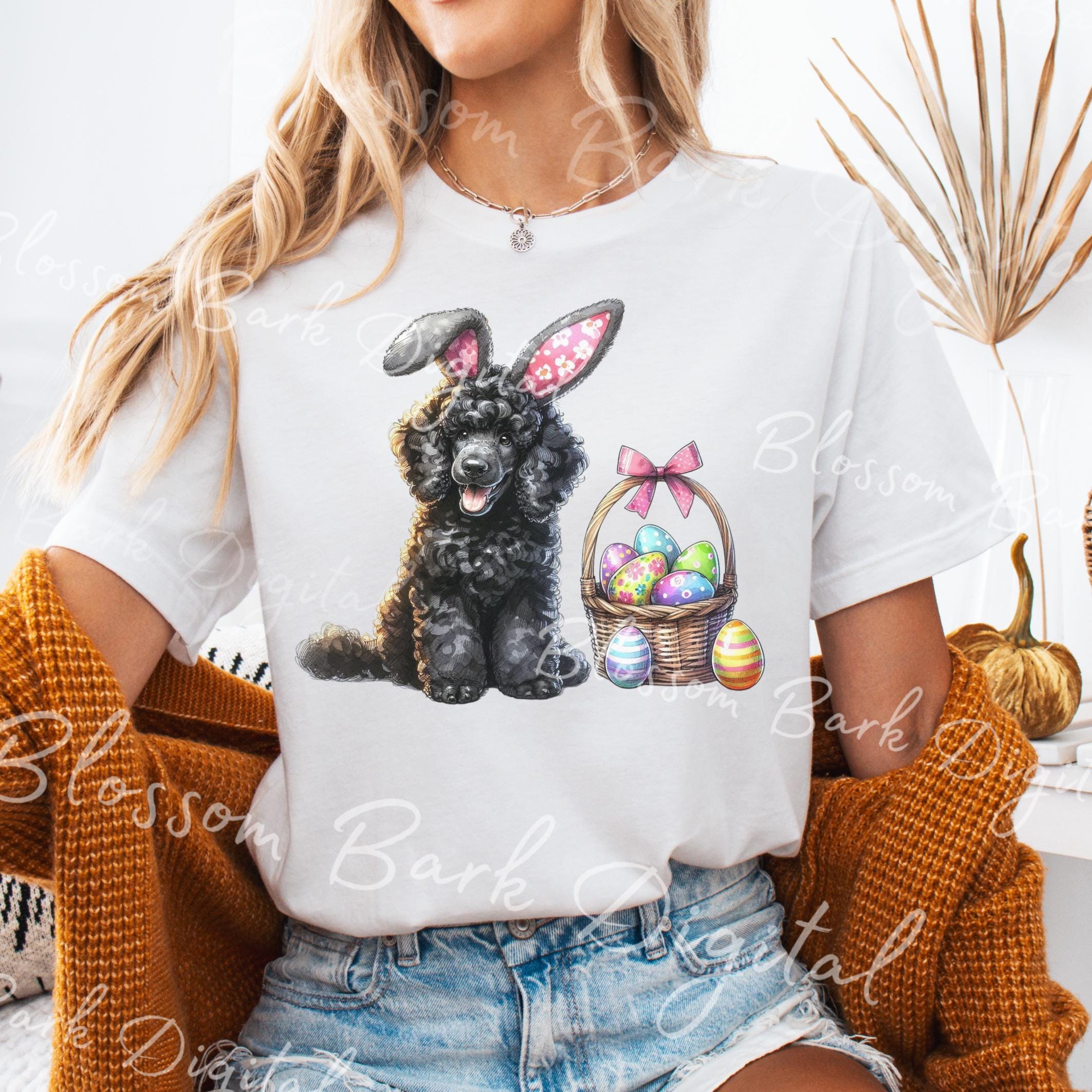 Digital Easter Poodle PNG Printable Dog Portrait PNG - Standard Poodle ...