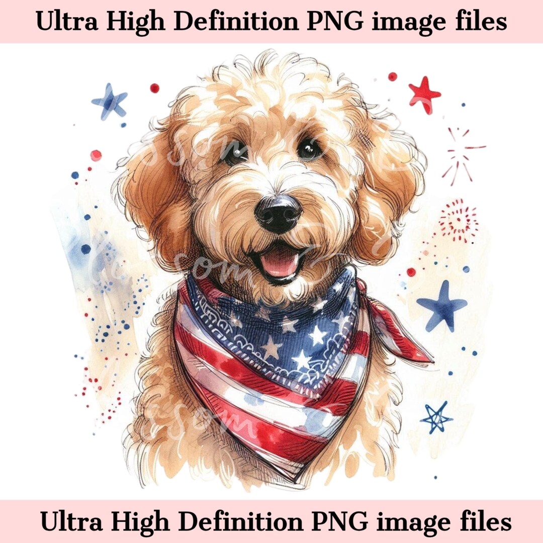 Digital Cute Goldendoodle PNG Printable Dog Portrait PNG - Summer Puppy ...