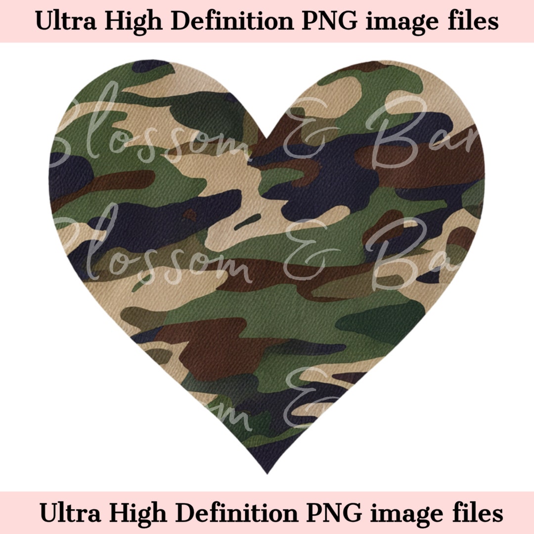 Digital Military Camo Heart PNG Army Wife PNG - Heart Clip Art Download ...