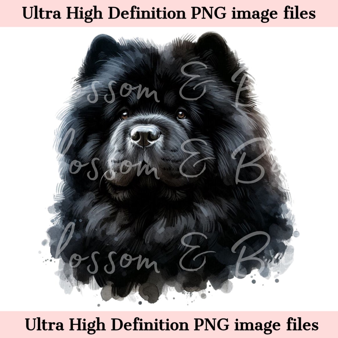 Digital Black Chow Chow PNG Watercolor Dog Portrait PNG - Download for ...
