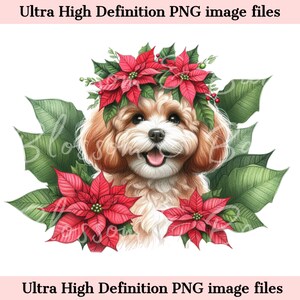 Digital Christmas Cavapoo Dog PNG Holiday Dog Art - Doodle Puppy PNG ...