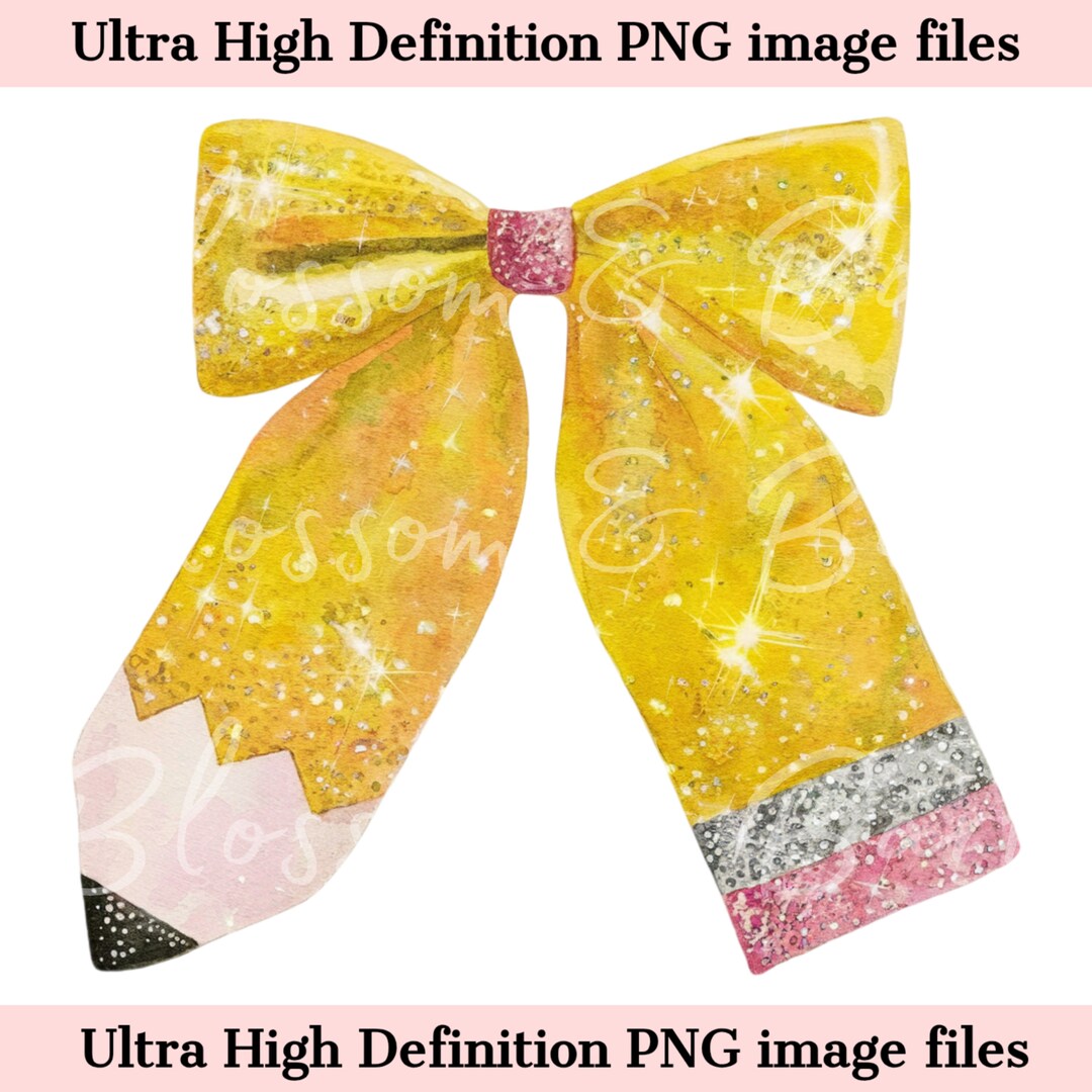 Digital - Teacher Bow PNG #2 Pencil Bow PNG - Instant Download - Cute ...