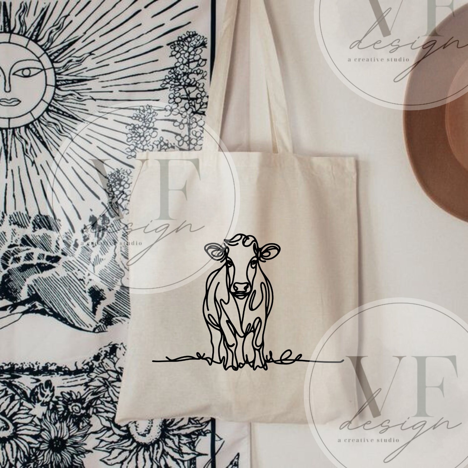 Digital Sketch Line Cow PNG File Beautiful Ink Line Art Minimal Farming ...