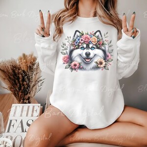 Digital Pomsky PNG Flower Dog Art - Cute Pomsky Puppy PNG Instant ...