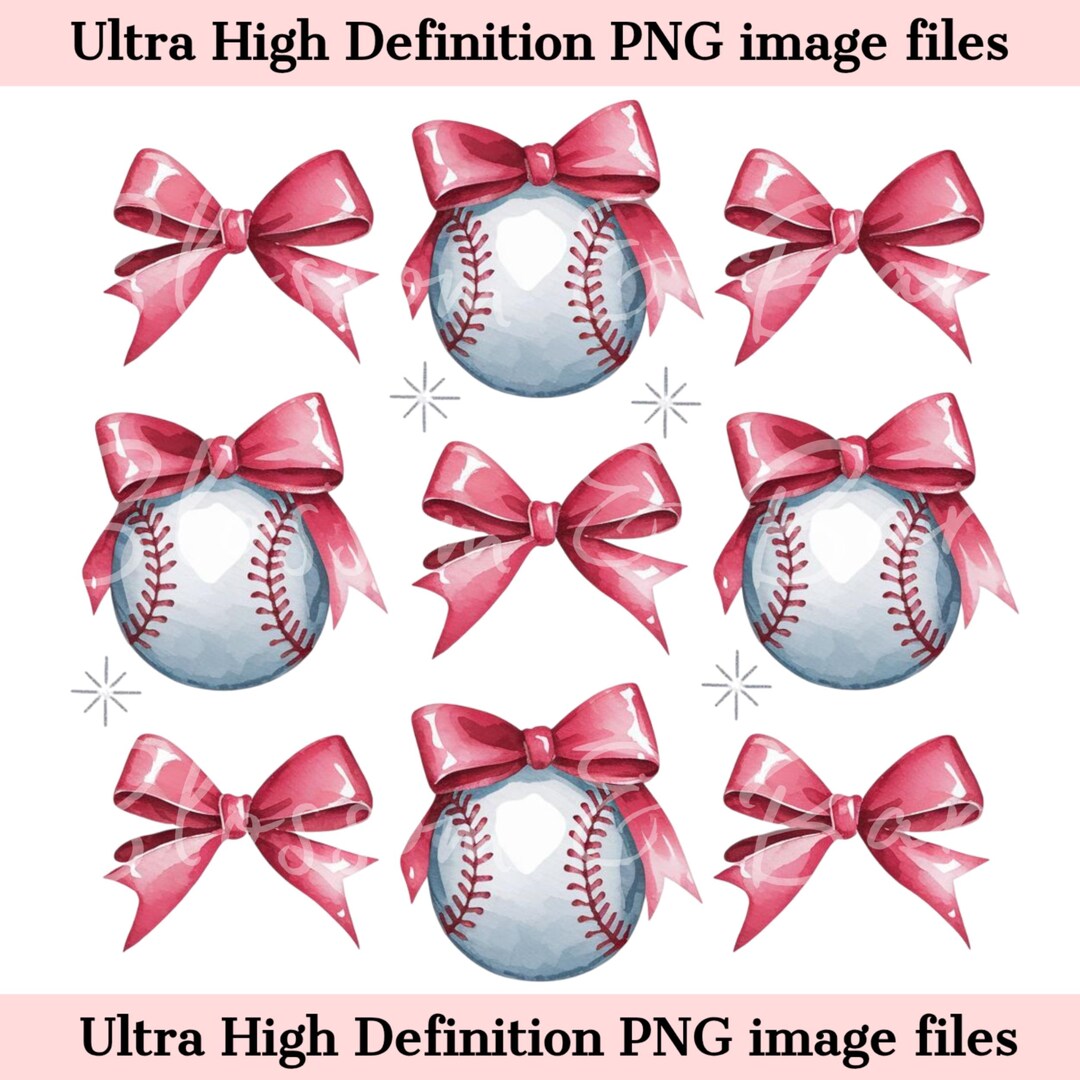Cute Baseball Bow PNG Bow Grid PNG - Instant Download for Cute Grid ...