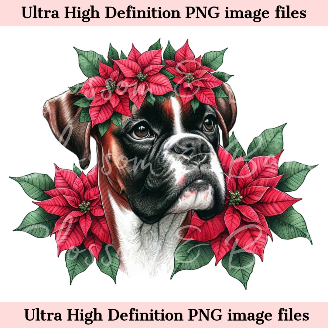 Digital Christmas Boxer Dog PNG Holiday Dog Art - Boxer Puppy PNG ...