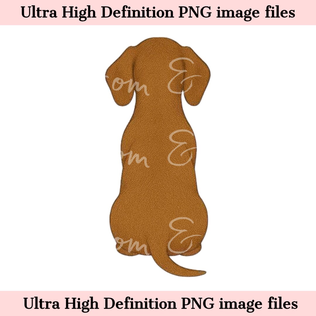 Digital - Back View Brown Dachshund PNG Tan Doxie Dog Memorial Clipart ...