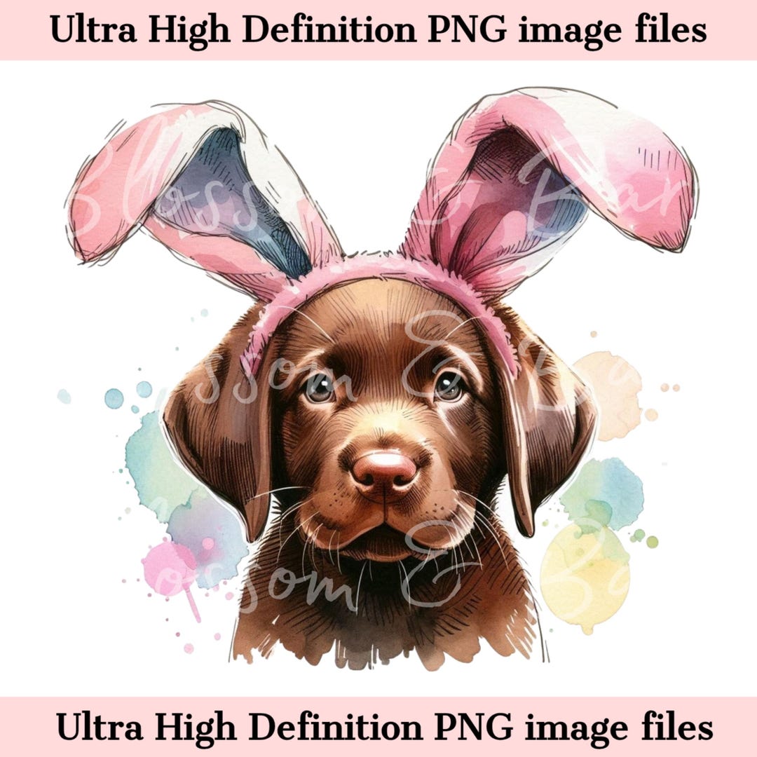 Digital Easter Labrador Retriever PNG Printable Dog Portrait PNG ...