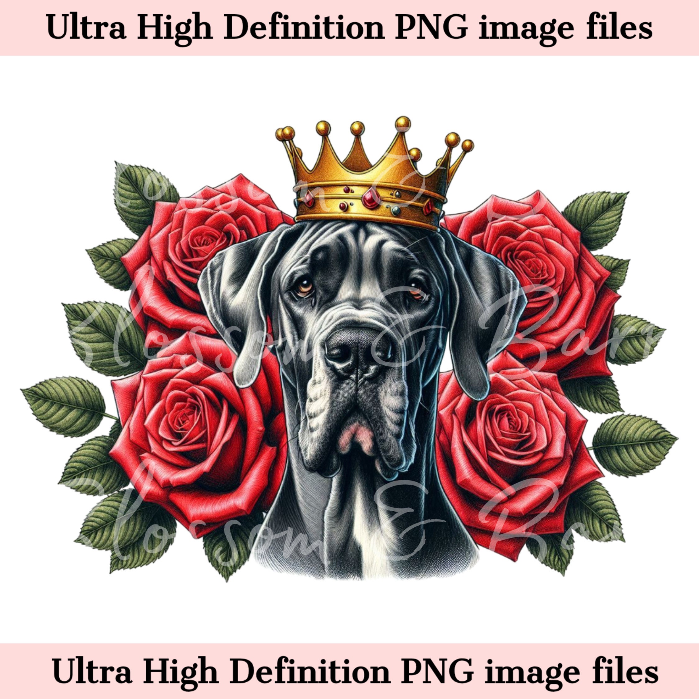 Digital Great Dane PNG King Crown PNG Cute Great Dane Dog PNG Instant ...