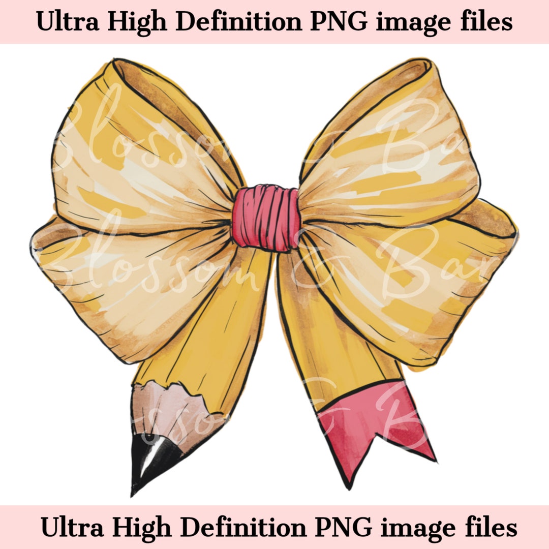Digital - Teacher Bow PNG #2 Pencil Bow PNG - Instant Download - Cute ...