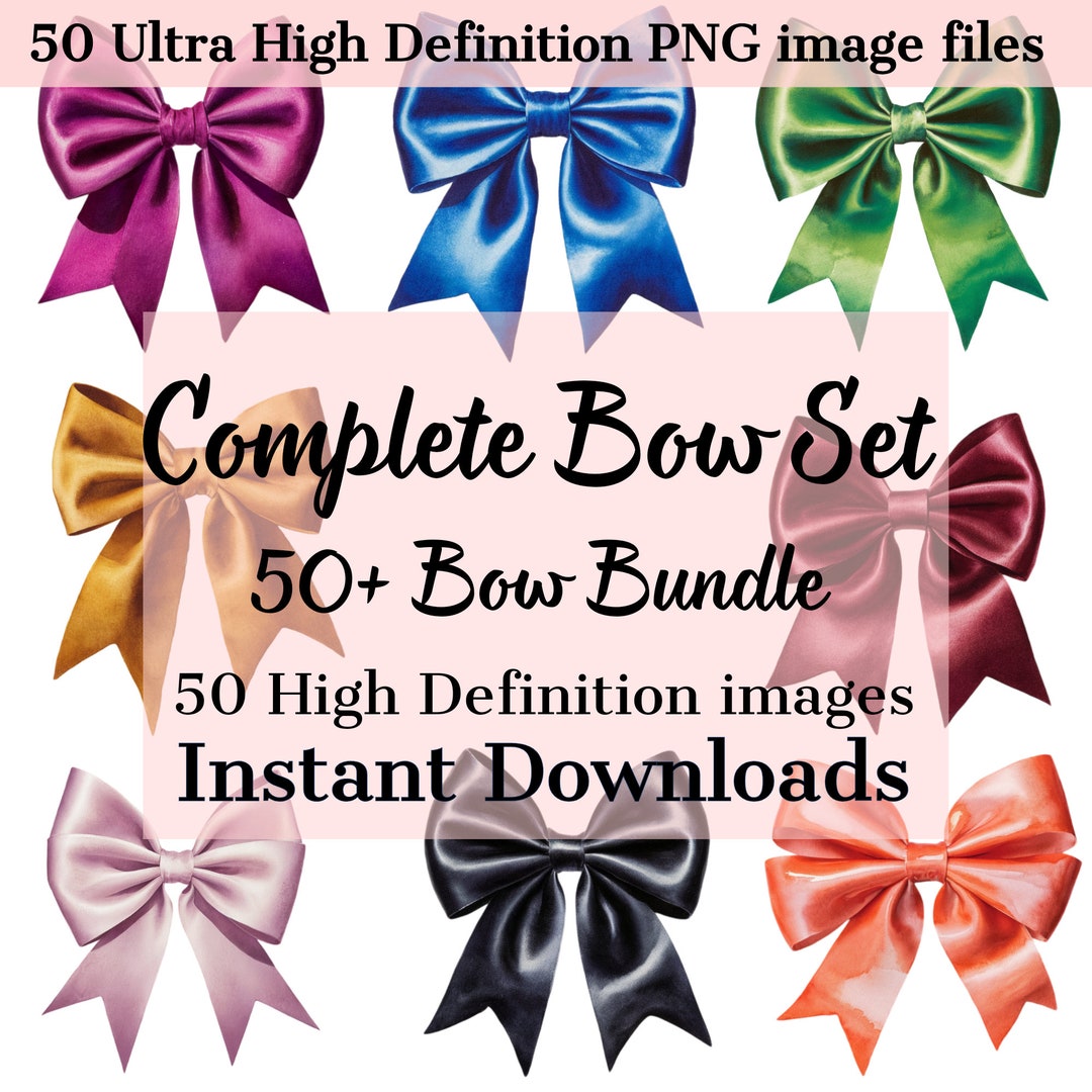 50+ Watercolor Bow PNG Bundle - Instant Download Digital Clip Art for ...