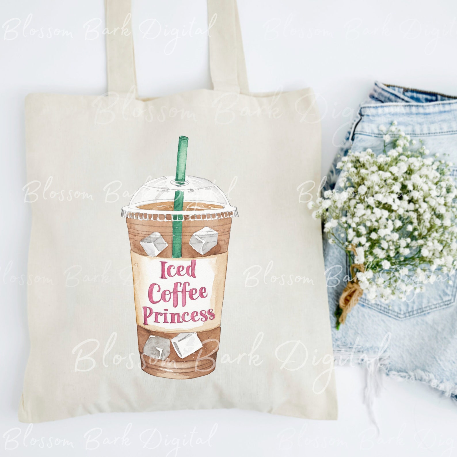 Digital Iced Coffee Princess PNG Pretty Girly Coffee PNG - Faux Gem ...