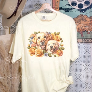 Digital Yellow Lab PNG Mom and Lab Puppy PNG Dog Art - Cute Labrador ...