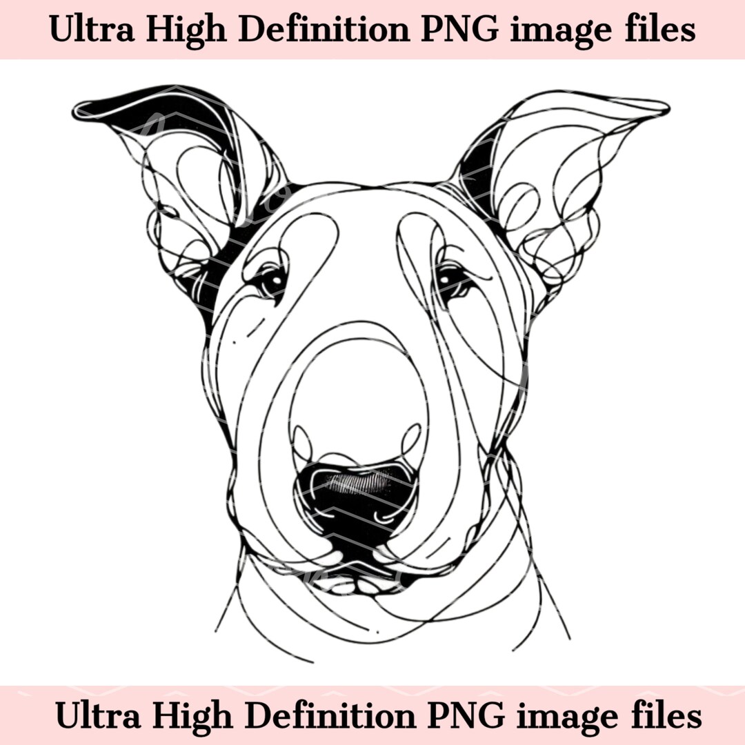 Digital Sketch Line Bull Terrier PNG File Beautiful Ink Line Art ...