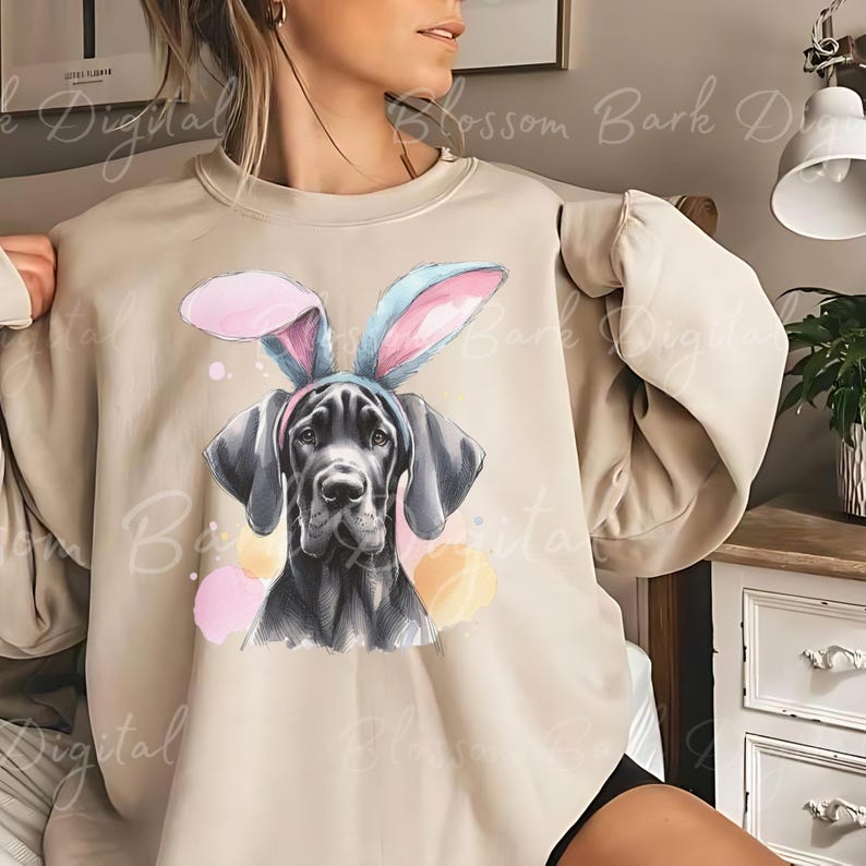 Digital Easter Great Dane PNG Printable Dog Portrait PNG - Great Dane ...
