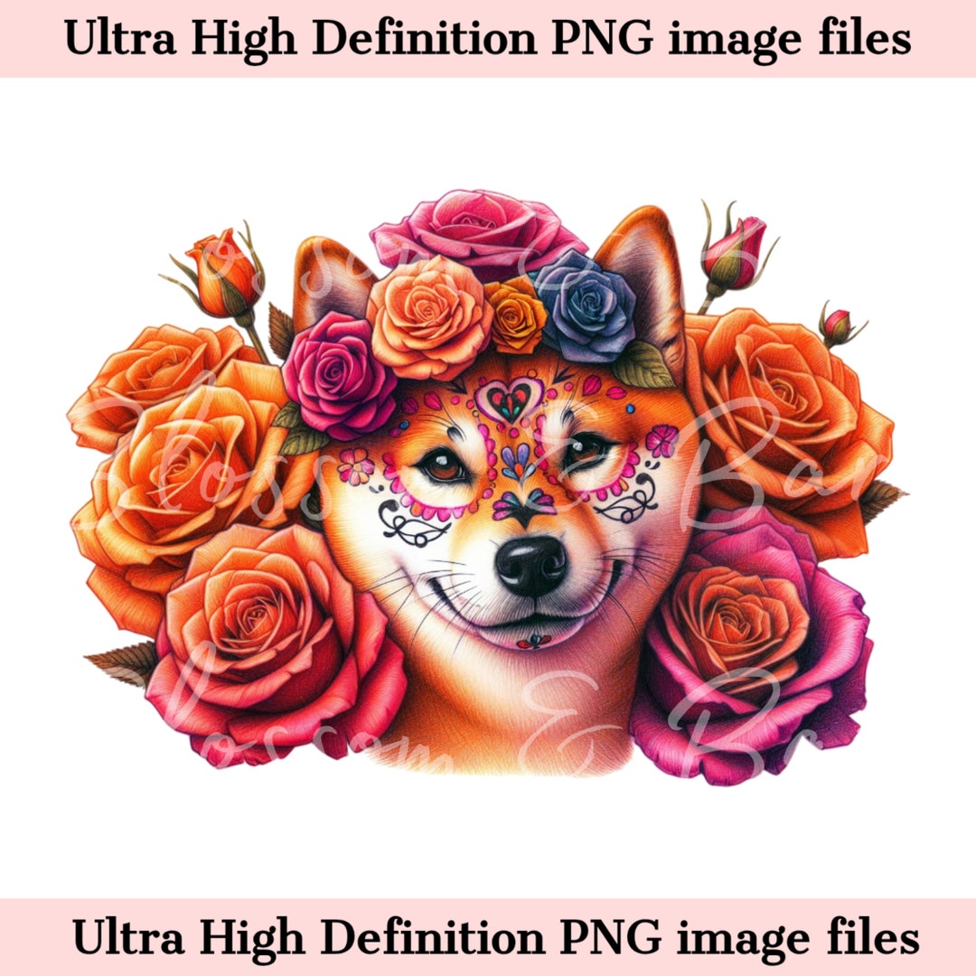 Digital Shiba Inu PNG Day of the Dead - Cute Shiba Inu Dog PNG Download ...