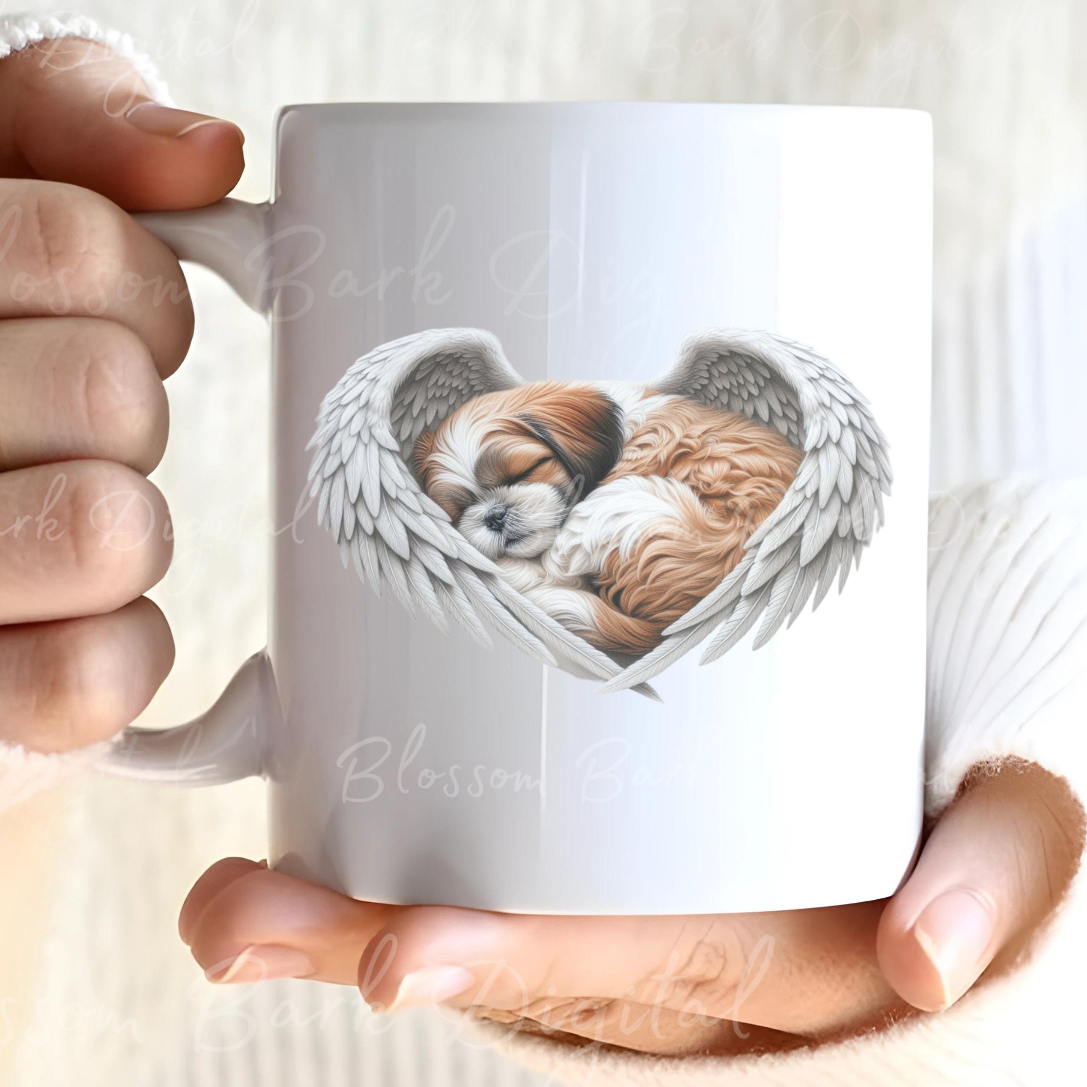 Digital Shih Tzu PNG Dog Memorial PNG Pet Portrait With Angel Wings PNG ...