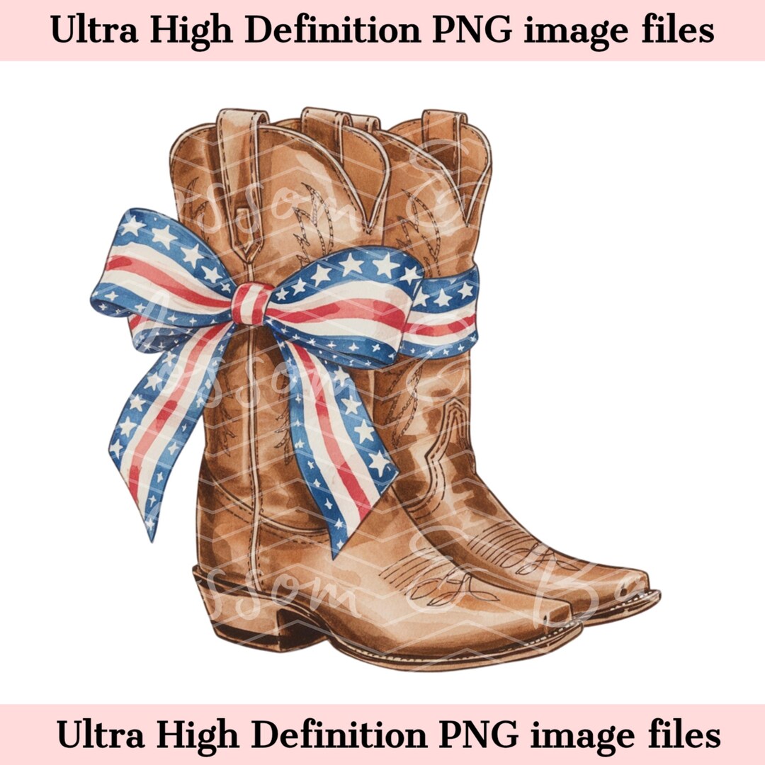 Digital Usa Bow Cowboy Boots PNG - Cute Girly Western Clip Art Download ...
