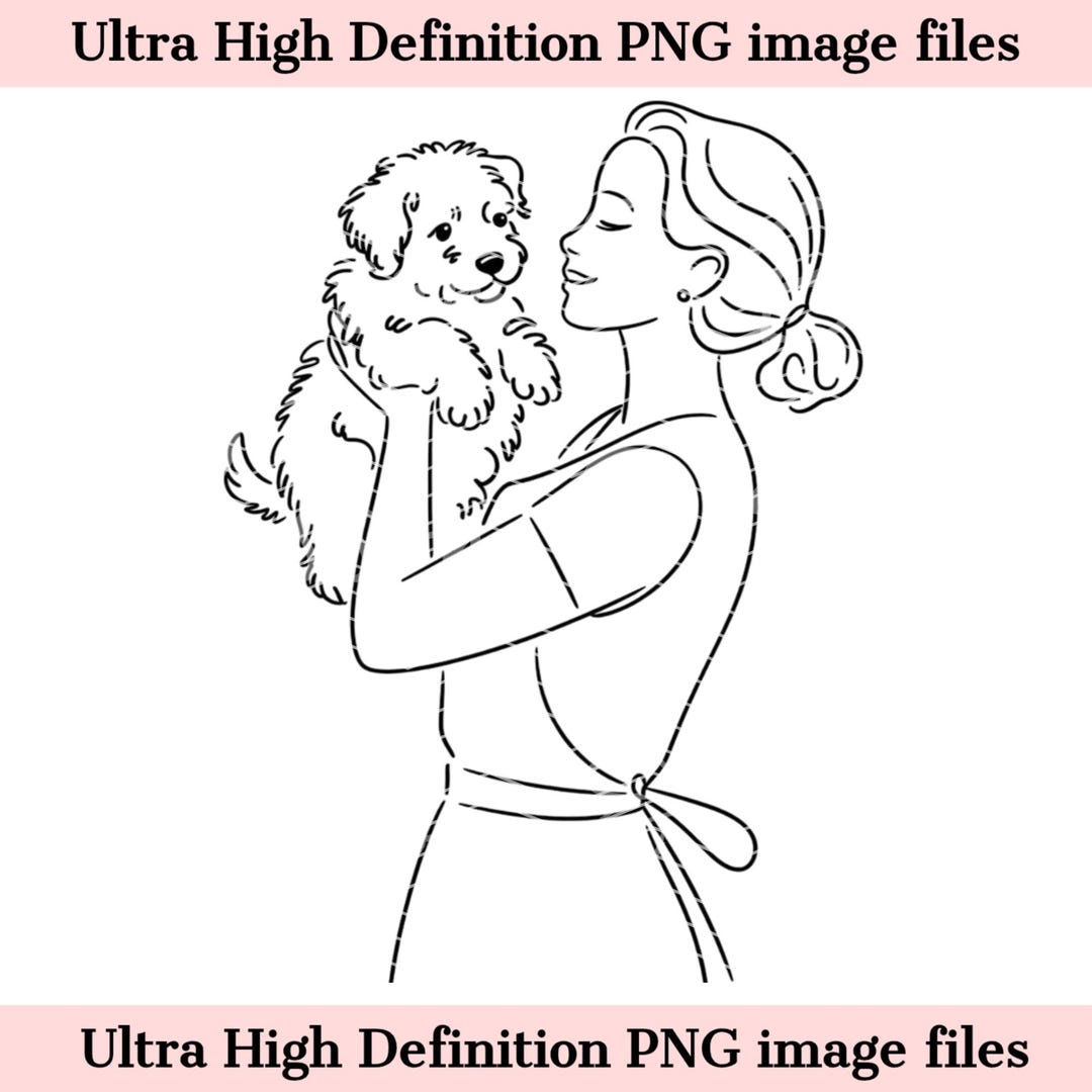 Digital Sketch Line Dog Groomer PNG File Beautiful Ink Line Art Minimal ...