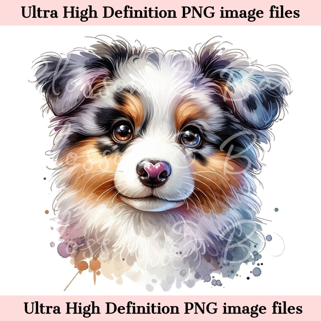 Cute Australian Shepherd Dog PNG - Instant Download for Cute Aussie Dog ...