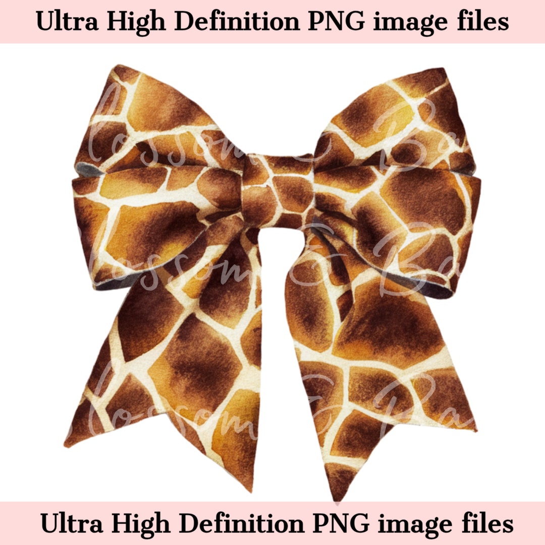 Digital Giraffe Bow PNG Simple Coquette PNG - Birthday Animal Clip Art ...