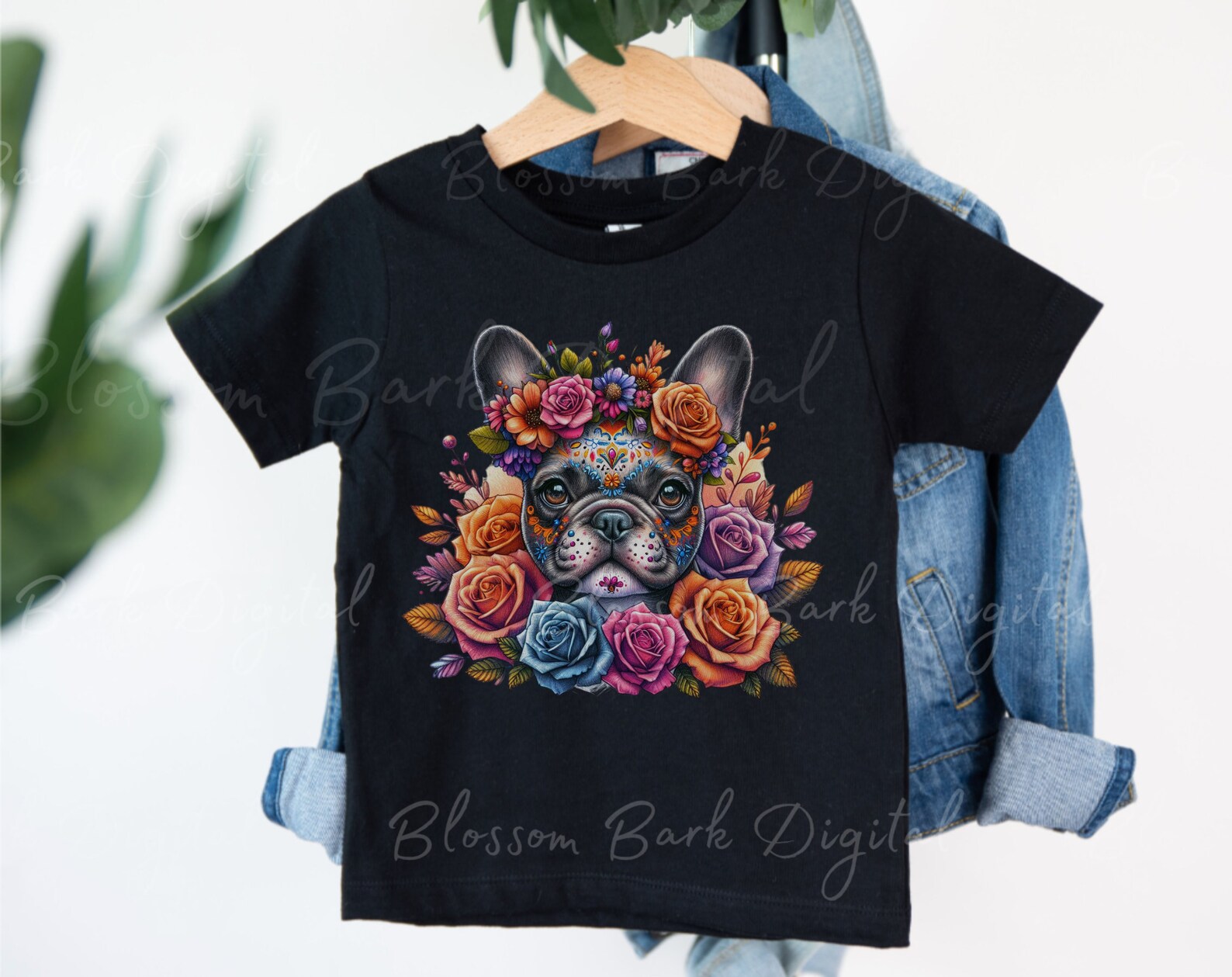 Digital Frenchie PNG Day of the Dead Png - Cute French Bull Dog PNG ...