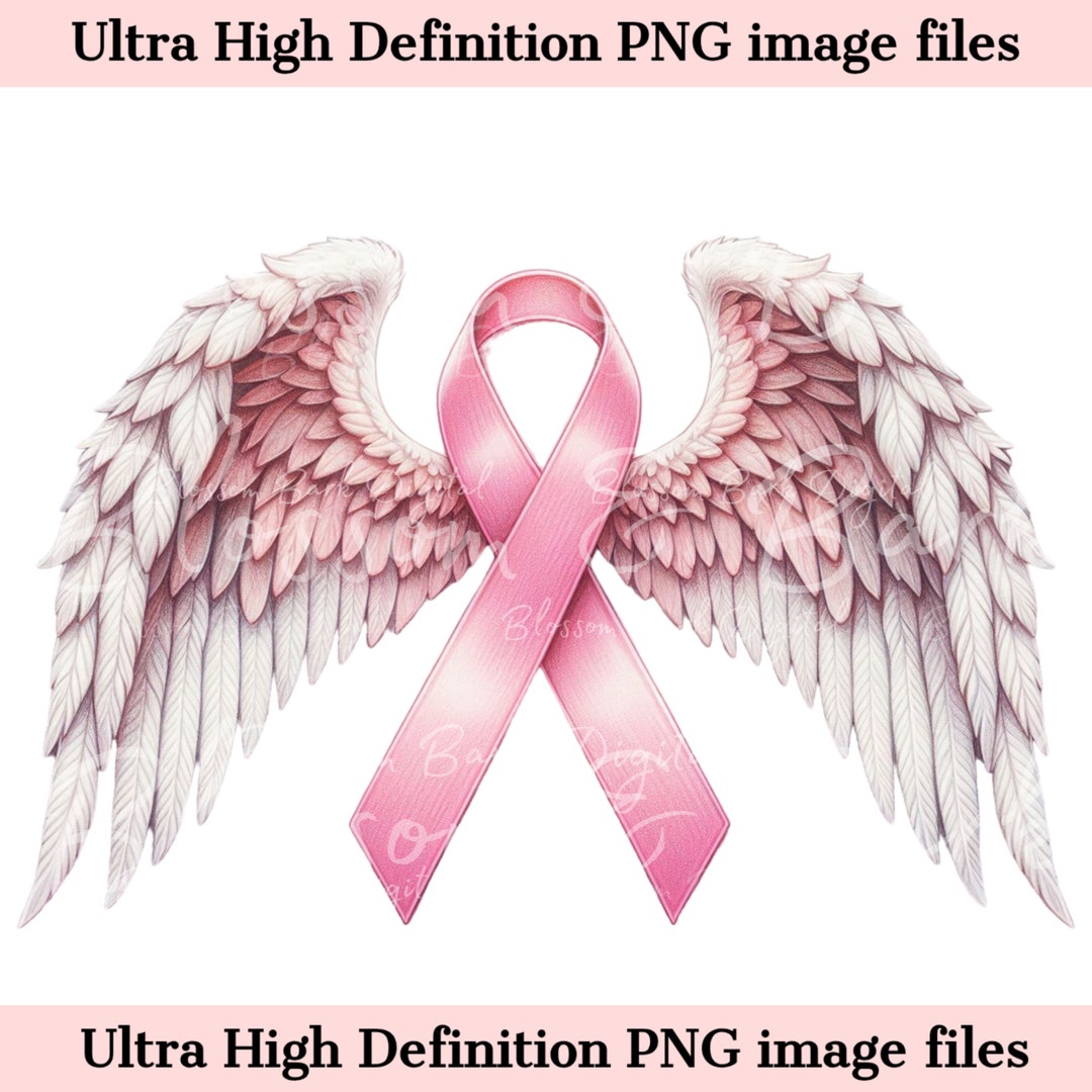 Digital Cancer Angel Wings PNG Watercolor Breast Cancer PNG - Download ...