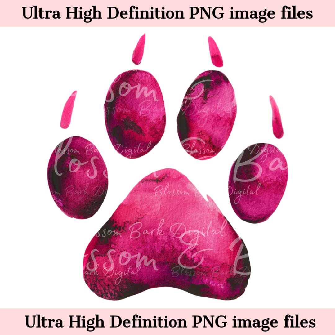 Digital Pink Paw Print PNG Simple Dog PNG - Clip Art Download for ...