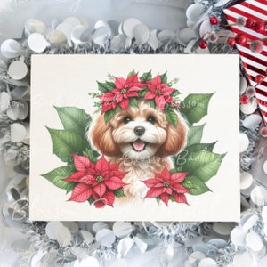 Digital Christmas Cavapoo Dog PNG Holiday Dog Art - Doodle Puppy PNG ...