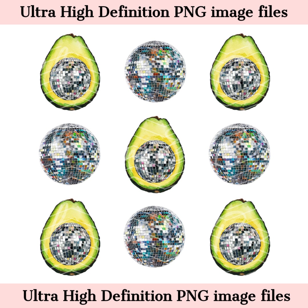 Retro Avocado Disco Ball PNG - Instant Download for Trendy Avocado ...