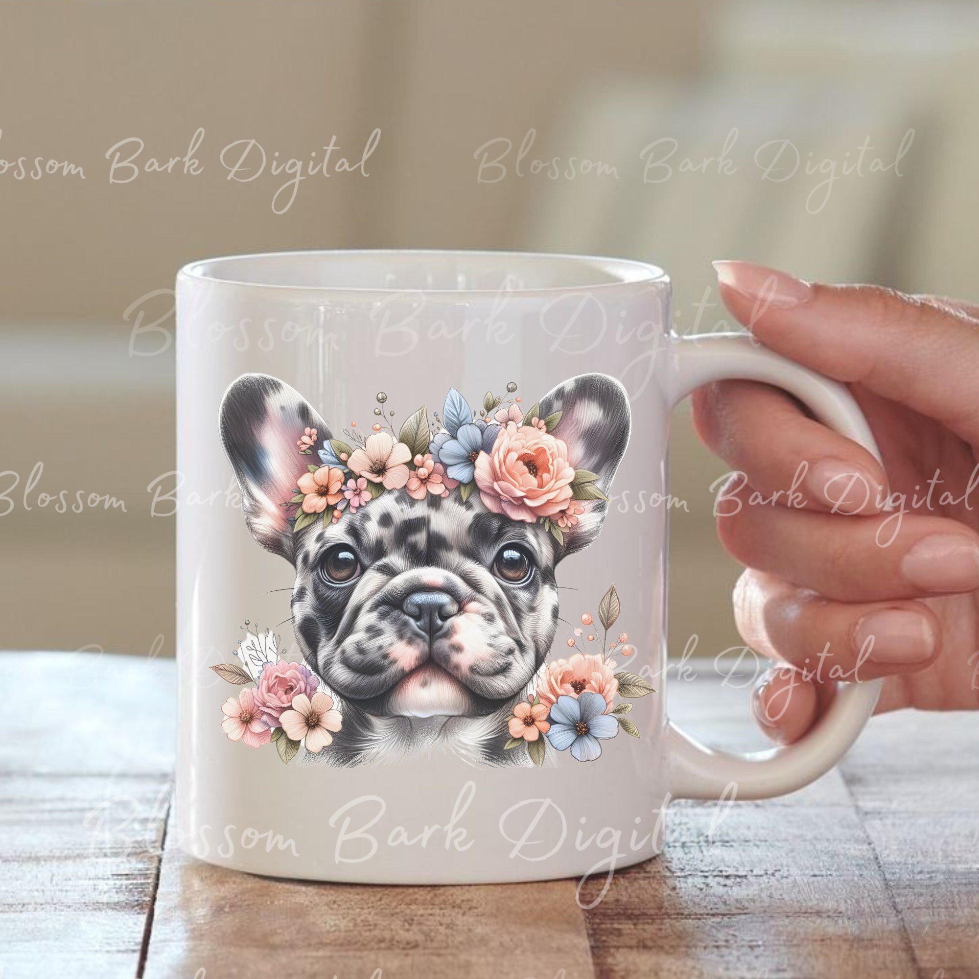 Digital Merle French Bull Dog PNG Flower Dog Art Cute Frenchie Puppy ...