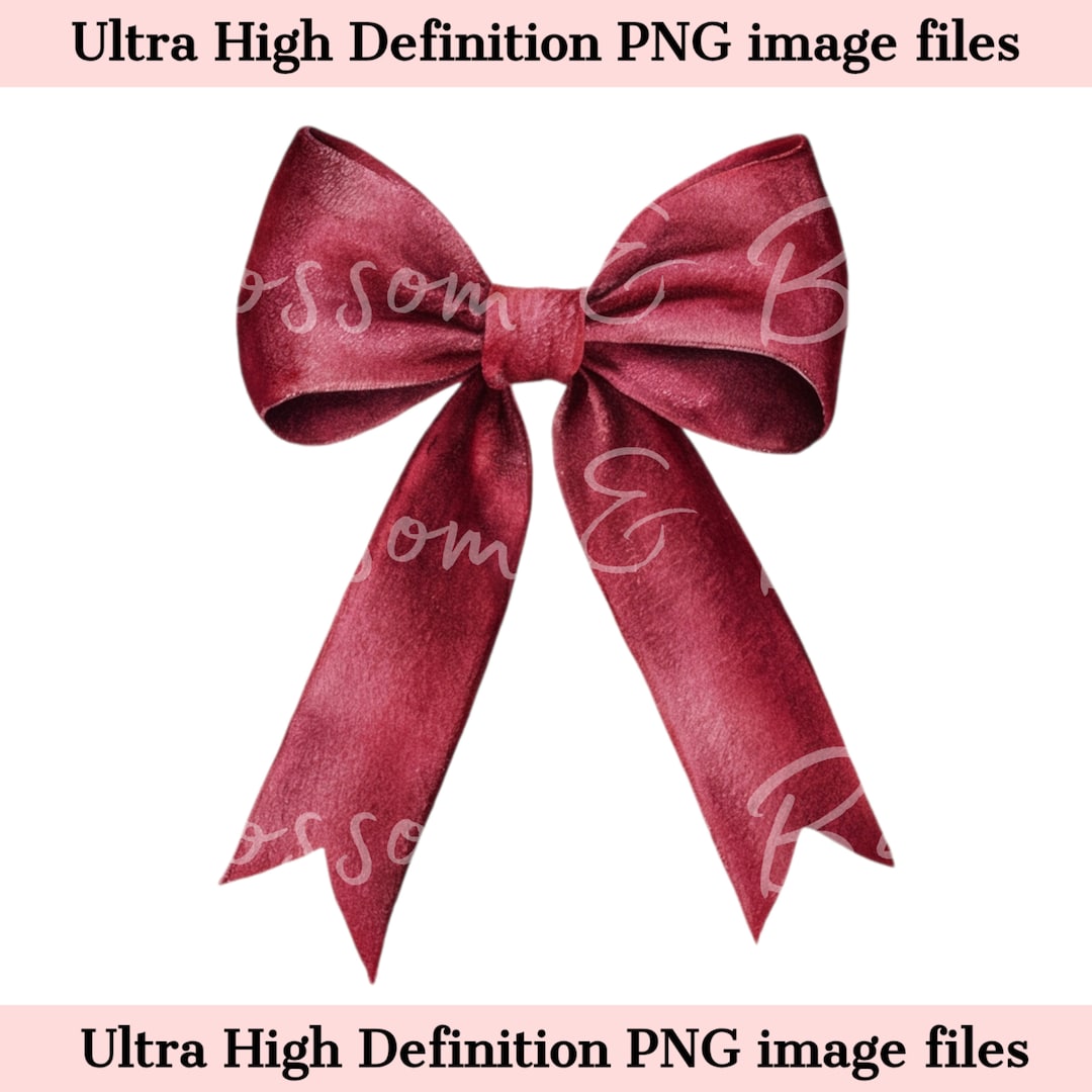 Digital Long Red Bow PNG Simple Coquette PNG - Holiday Clip Art ...