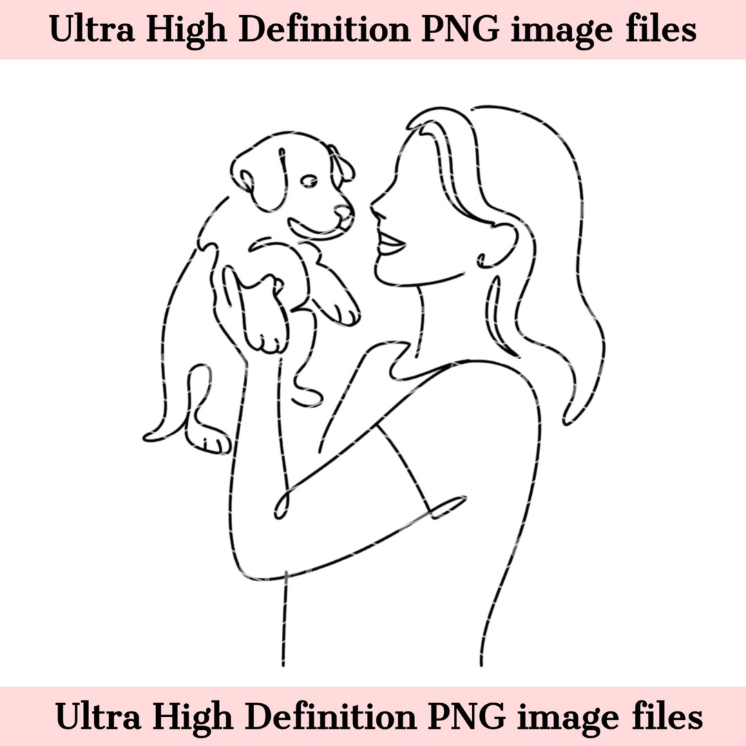 Digital Sketch Line Dog Mom PNG File Beautiful Ink Line Art Minimal ...