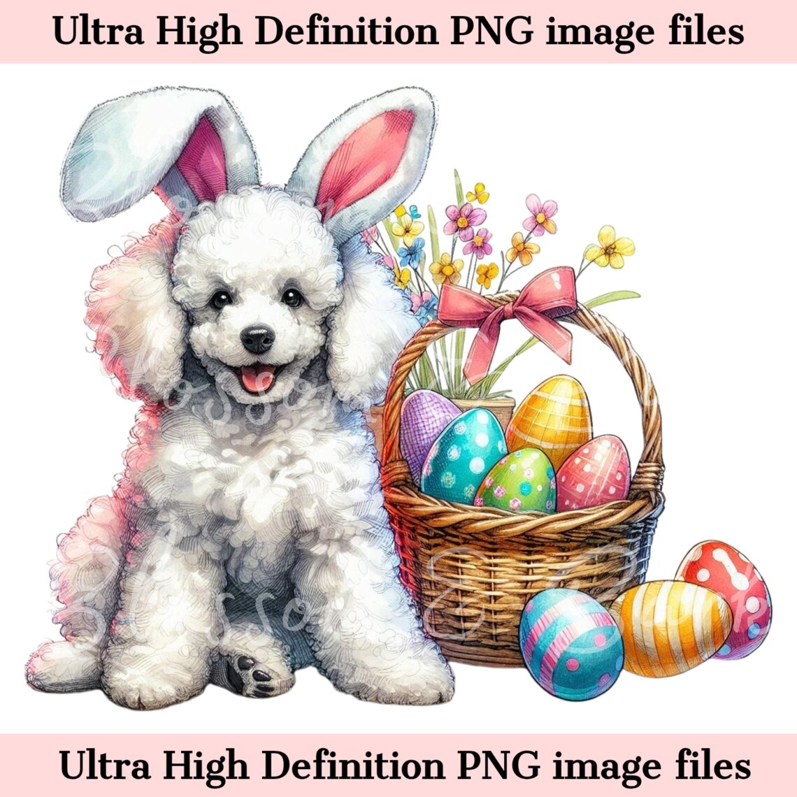 Digital Easter Poodle PNG Printable Dog Portrait PNG - Standard Poodle ...