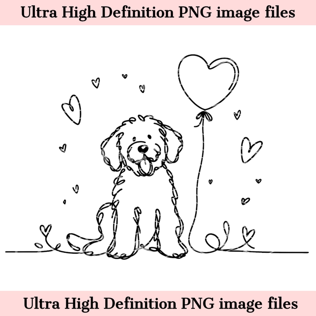 Digital Sketch Line Goldendoodle PNG File Beautiful Ink Line Art ...