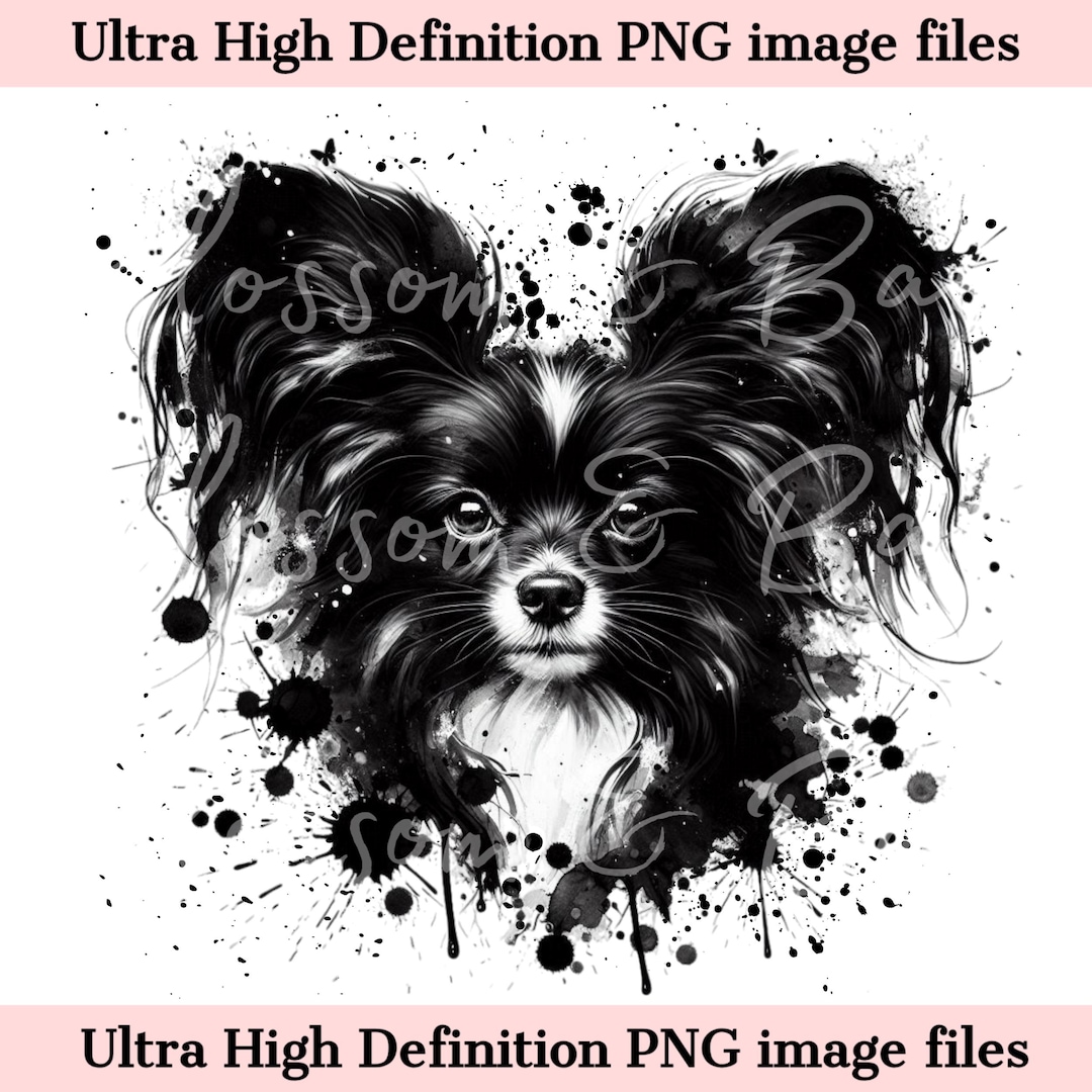 Digital- Papillon Dog PNG - Instant Download for Ink Cute Dog Shirt ...