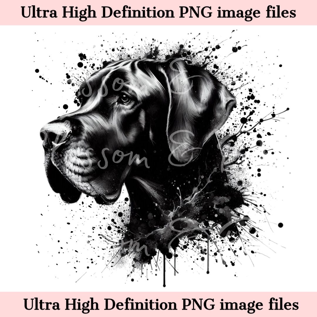 Digital- Great Dane Dog PNG - Instant Download for Ink Cute Dog Shirt ...