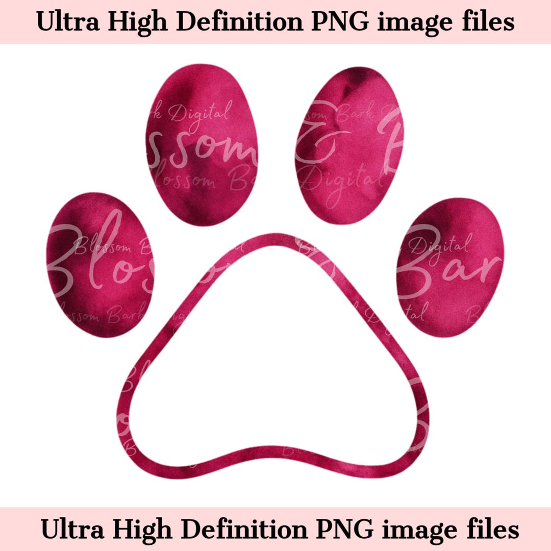 Digital Pink Paw Print PNG Simple Dog PNG - Clip Art Download for ...