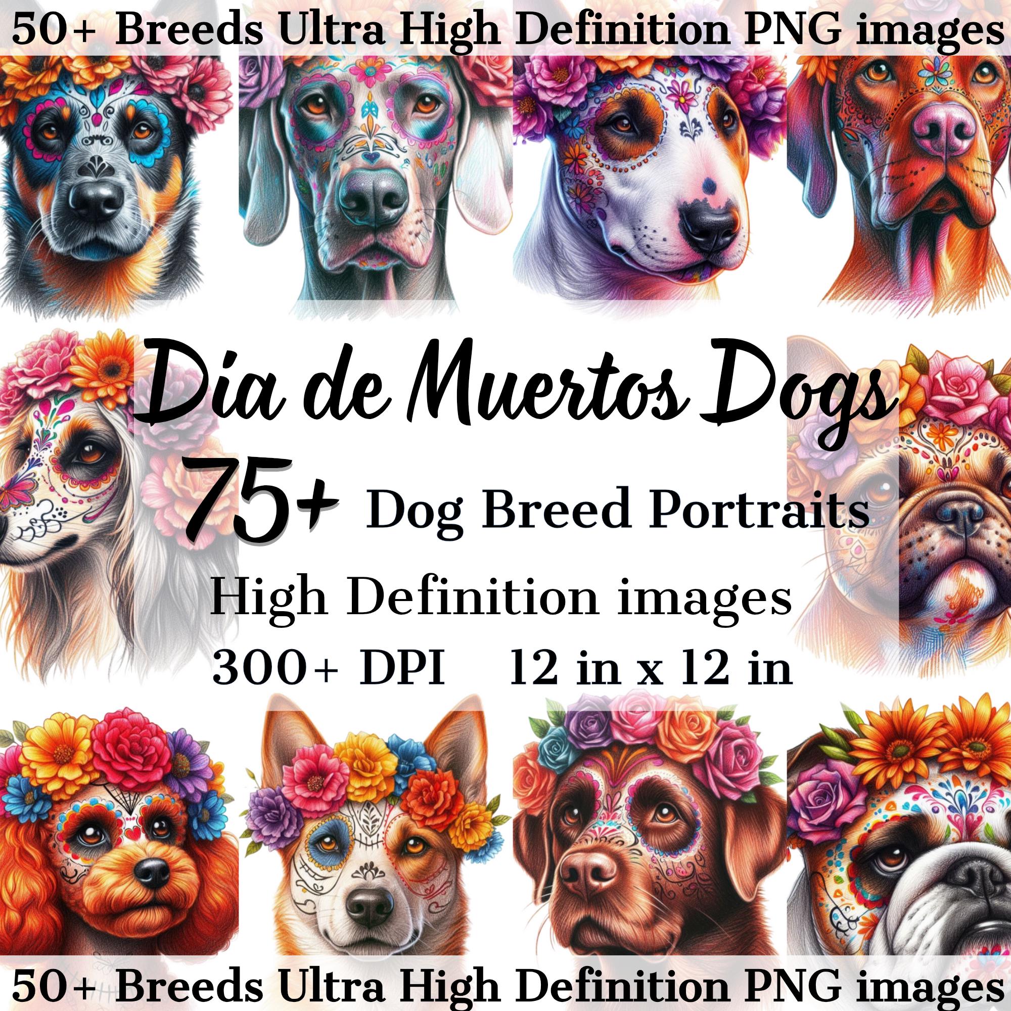Dia De Los Muertos Dog Clipart Bundle, 75+ Dog PNG, Dog Breed Sugar ...