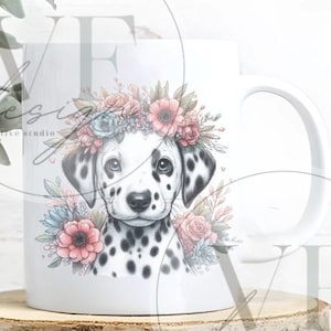 Digital Dalmatian PNG Flower Dog Art - Cute Dalmatian Puppy PNG Instant ...
