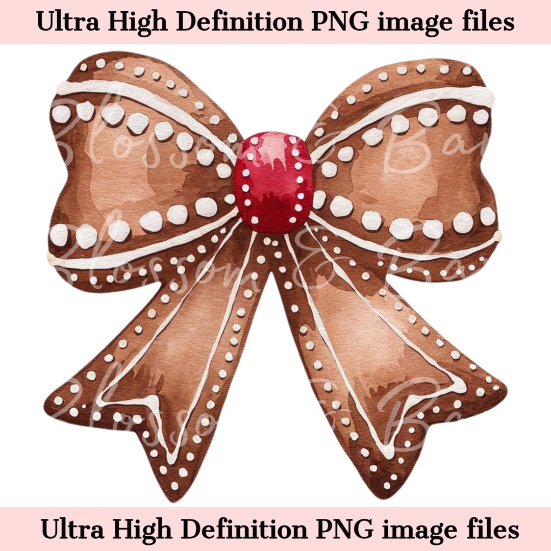 Digital Christmas Bow PNG Gingerbread Coquette PNG - Clip Art Download ...