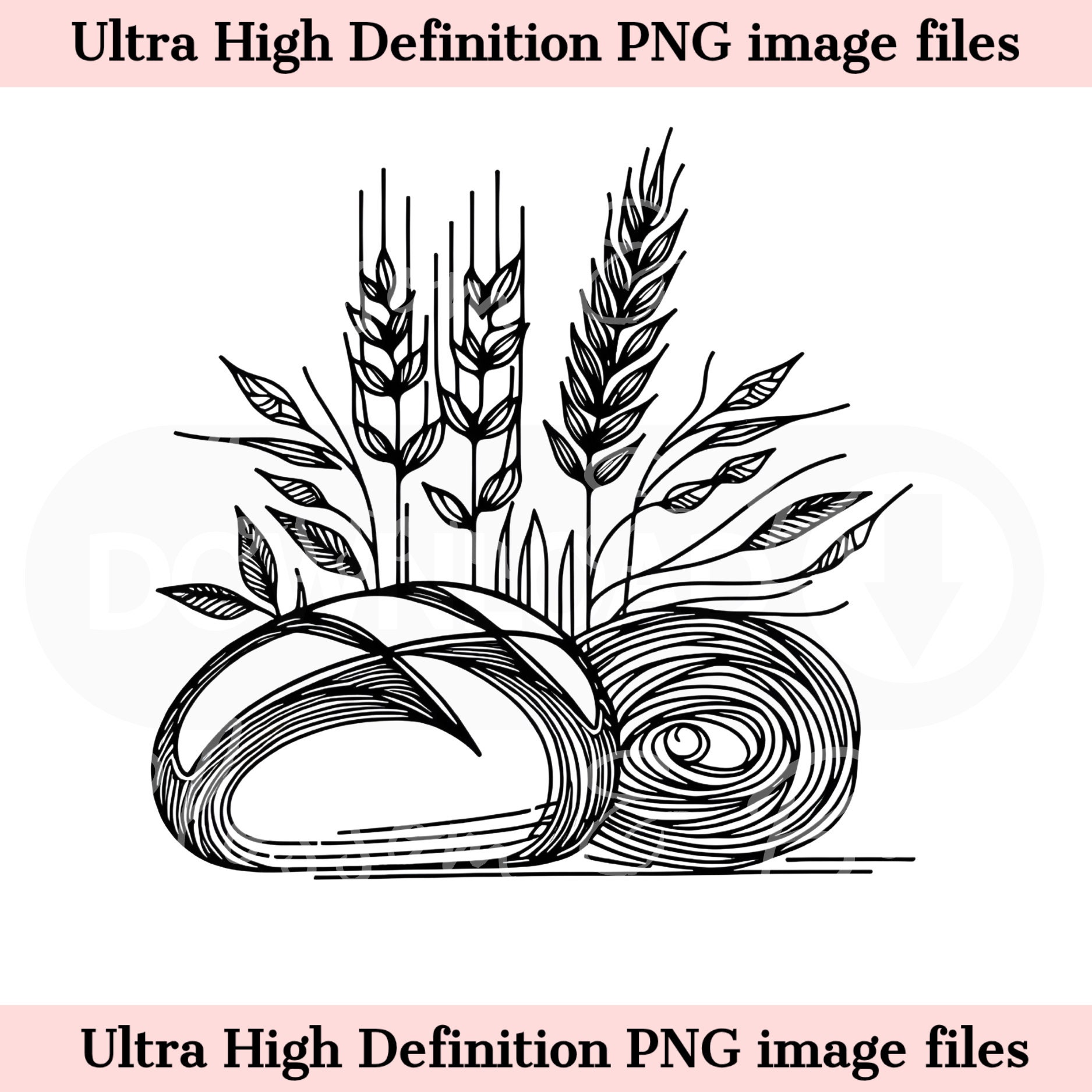 Digital Sourdough Bread PNG File Beautiful Ink Line Art Minimal Baking ...