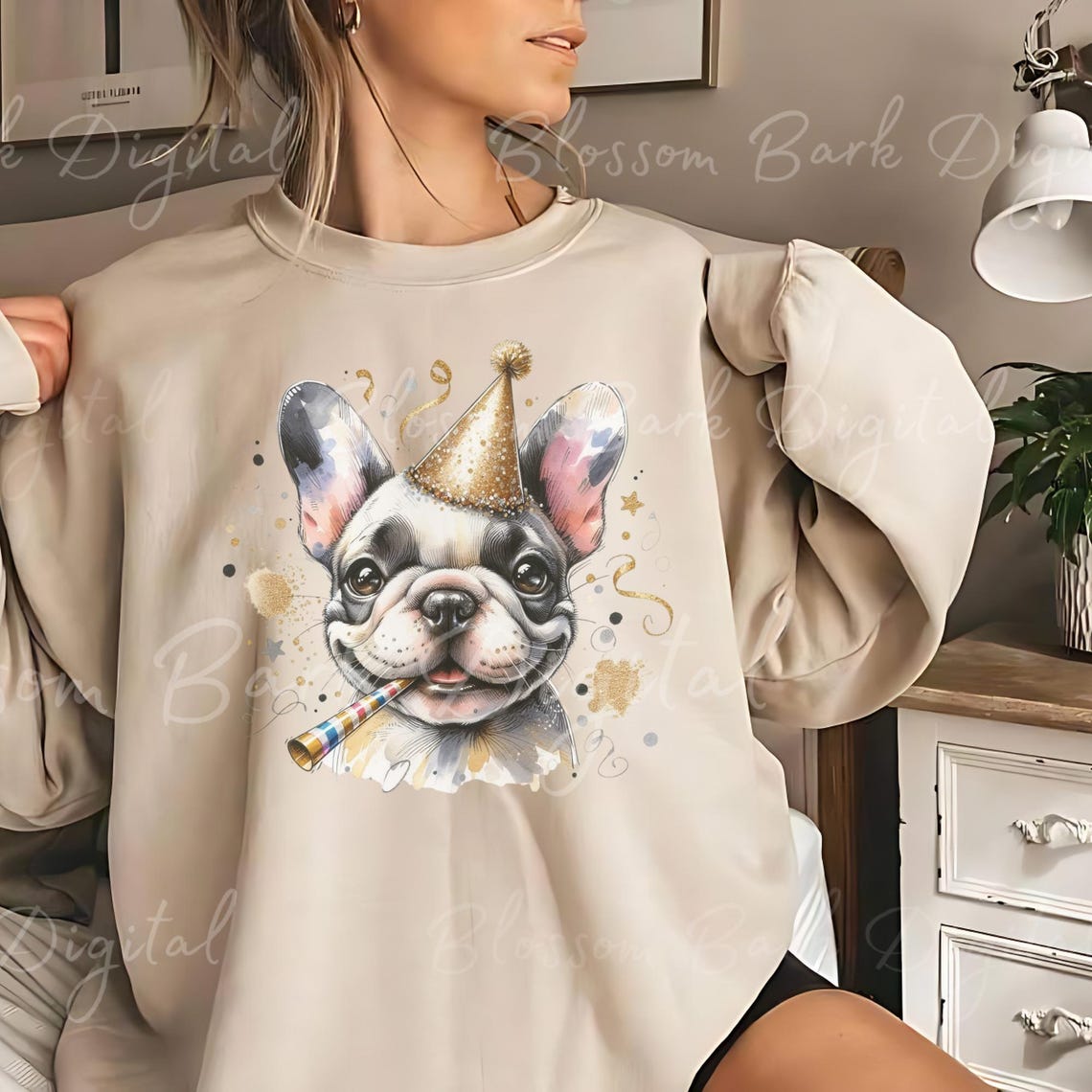 Digital New Years French Bulldog PNG Holiday Dog Art - Frenchie ...