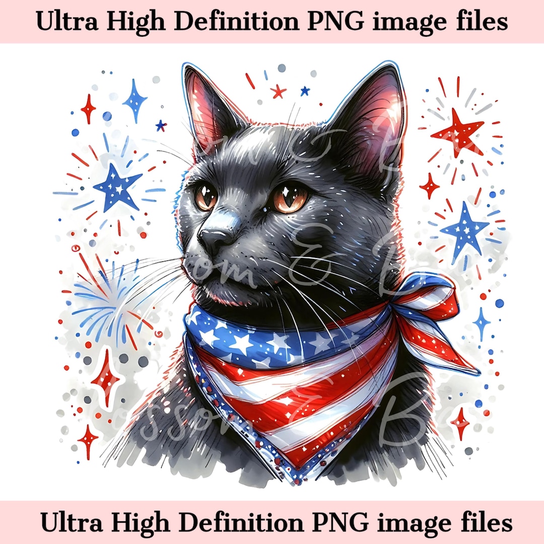 Digital Grey Russian Cat PNG Printable Cat Portrait PNG, America Png ...